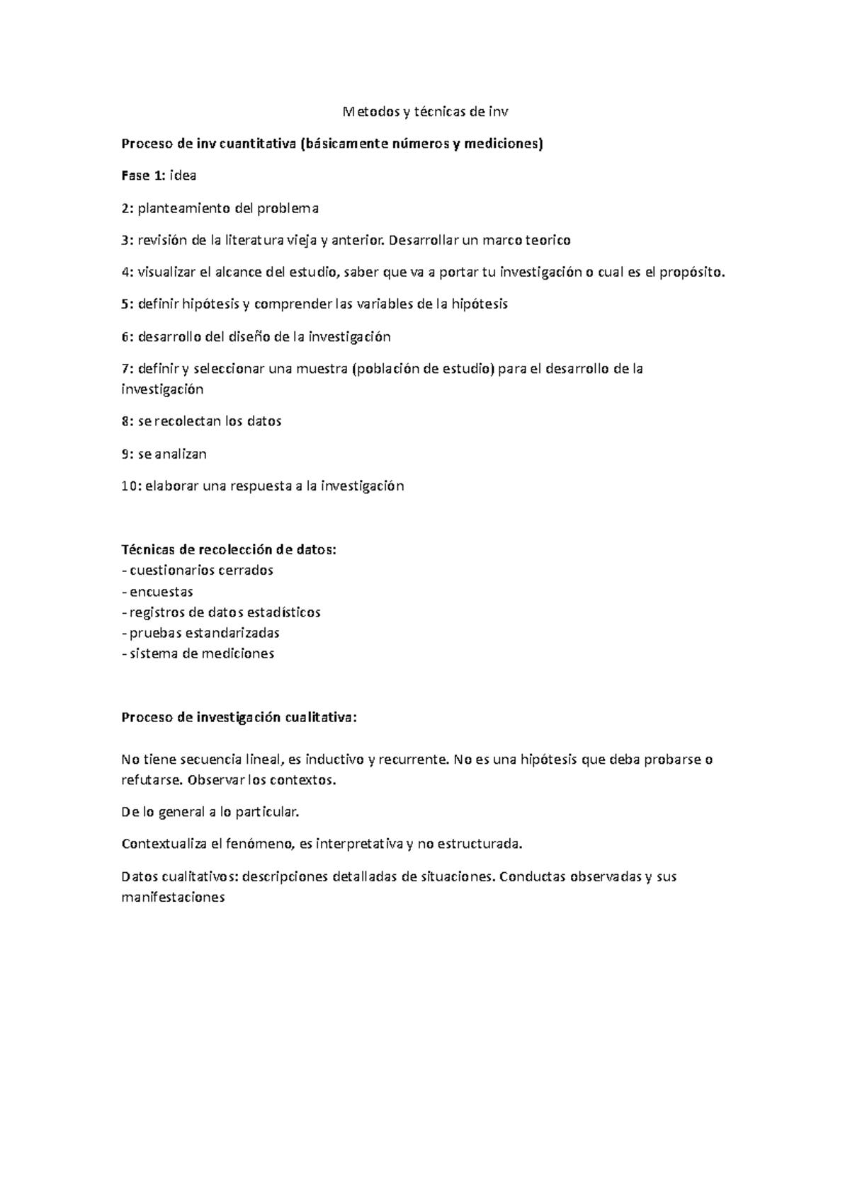 Metodos y técnicas de inv - Metodos y técnicas de inv Proceso de inv ...
