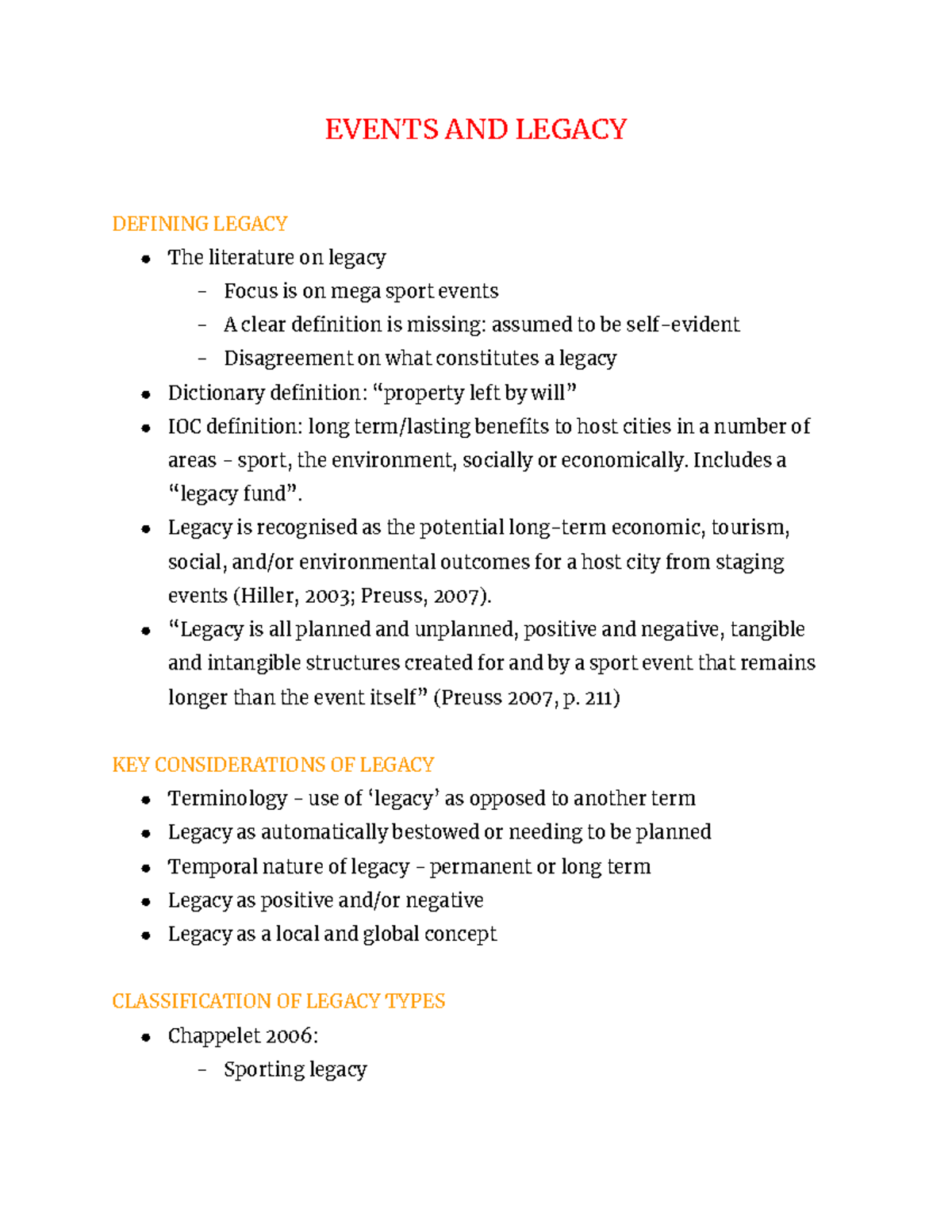 9. Events and legacy (20 5) - EVENTS AND LEGACY DEFINING LEGACY The ...