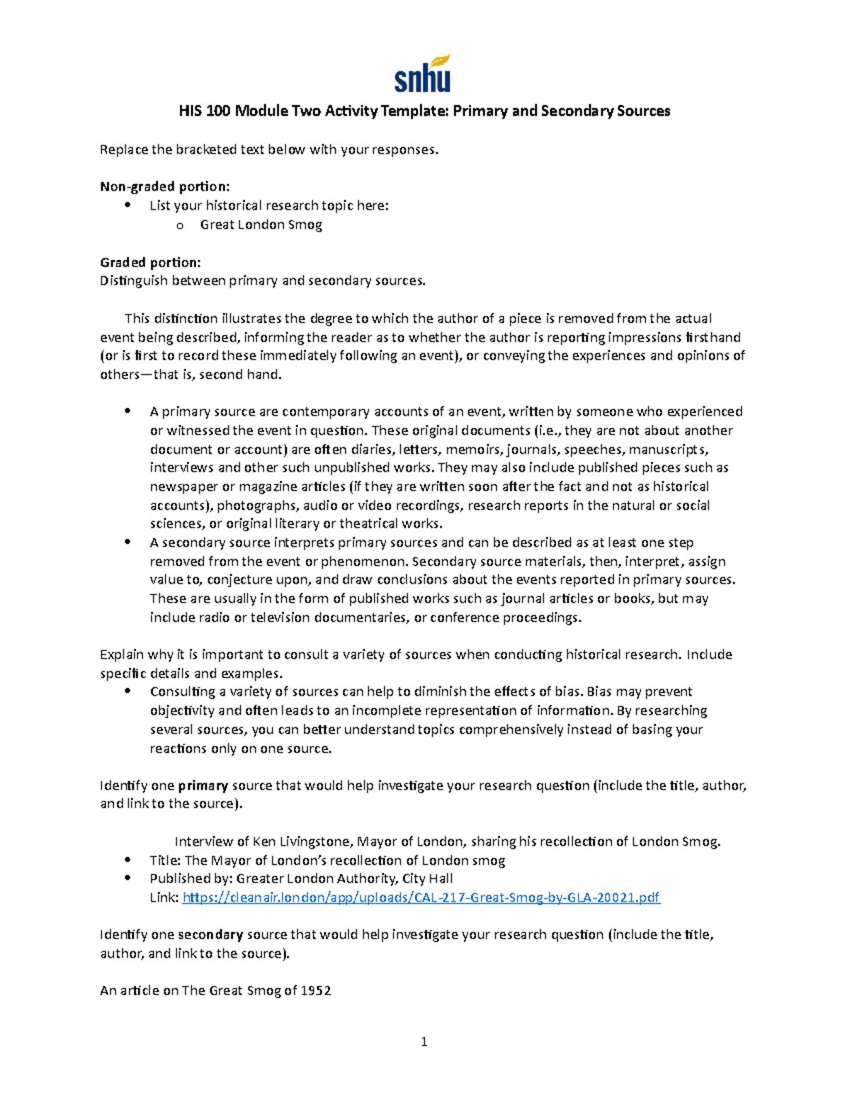 HIS 100 Module Two Activity Sources Template - HIS 100 Module Two ...