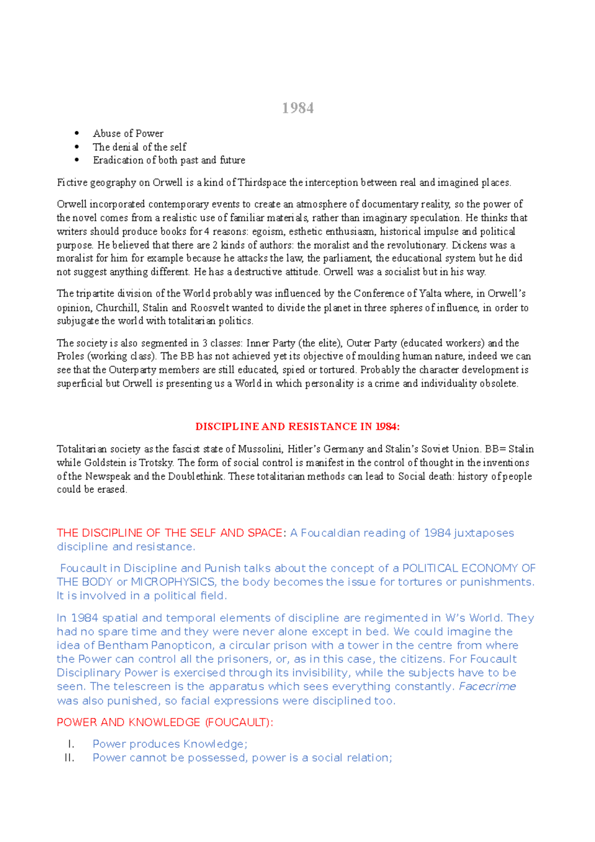 1984 - Riassunto 1984 Orwell - 1984 Abuse of Power The denial of the ...