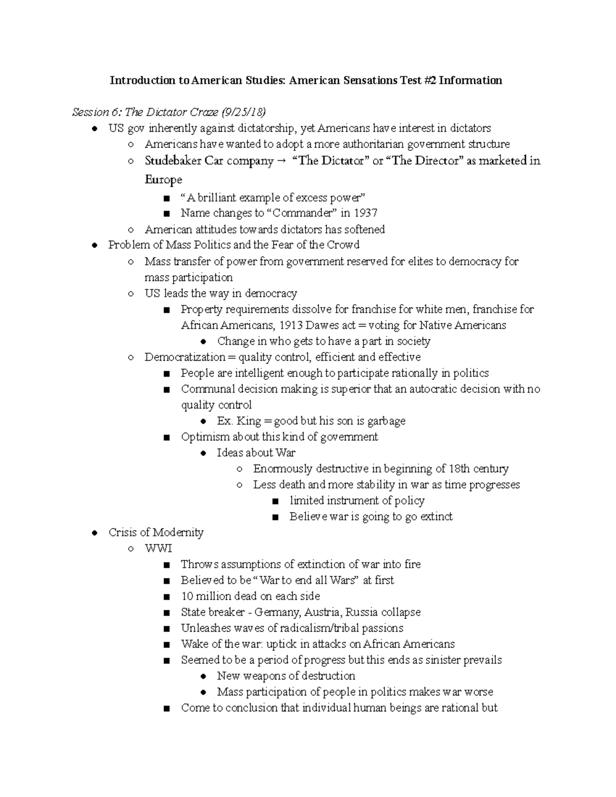 Intro to American Studies - Test #2 Information - Introduction to ...