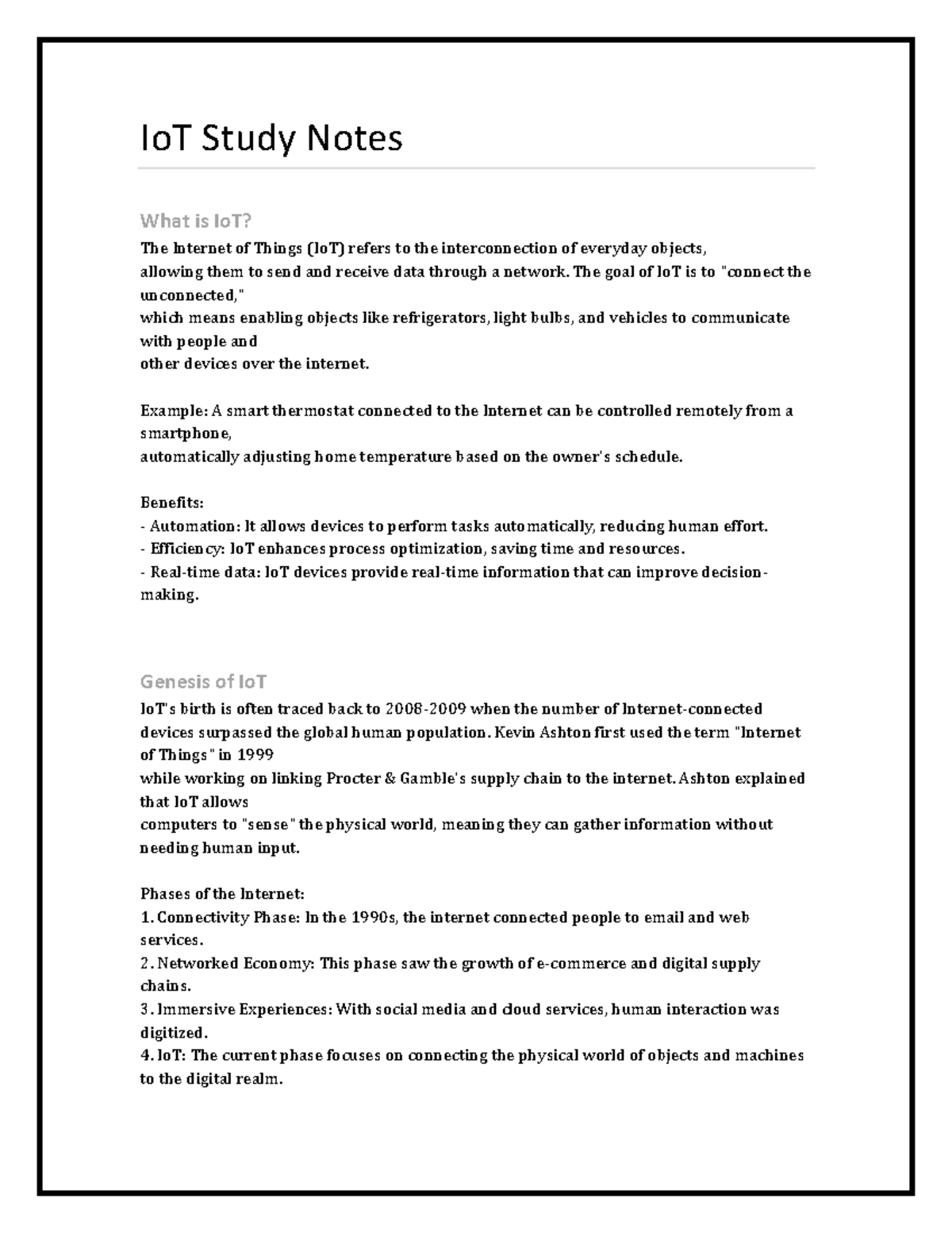 IoT Study Notes - IoT Study Notes What is IoT? The Internet of Things ...