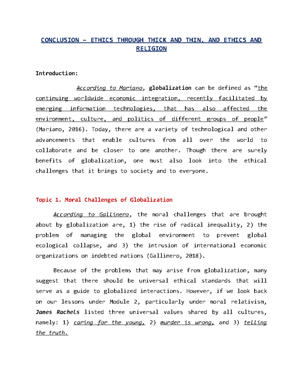 Conclusion – Ethics Through Thick AND THIN, AND Ethics AND Religion ...