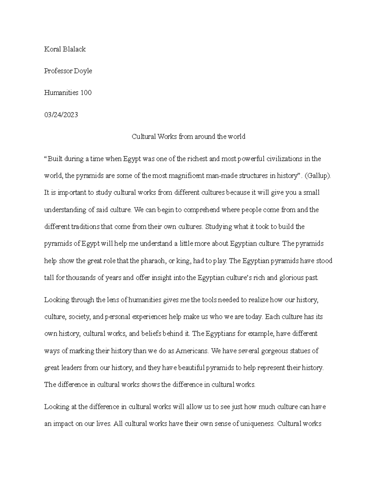 Humanities 100 4.2 Project - HUM100 - SNHU - Studocu