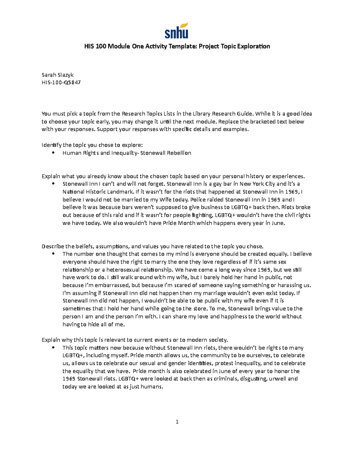 HIS 100 MOD 1 - Assignment - HIS 100 Module One Activity Template ...