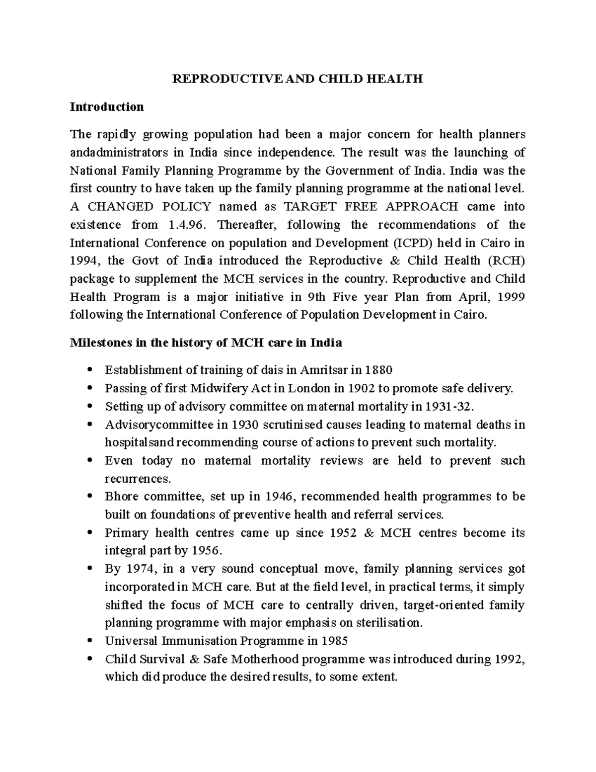 Reproductive AND Child Health - REPRODUCTIVE AND CHILD HEALTH ...