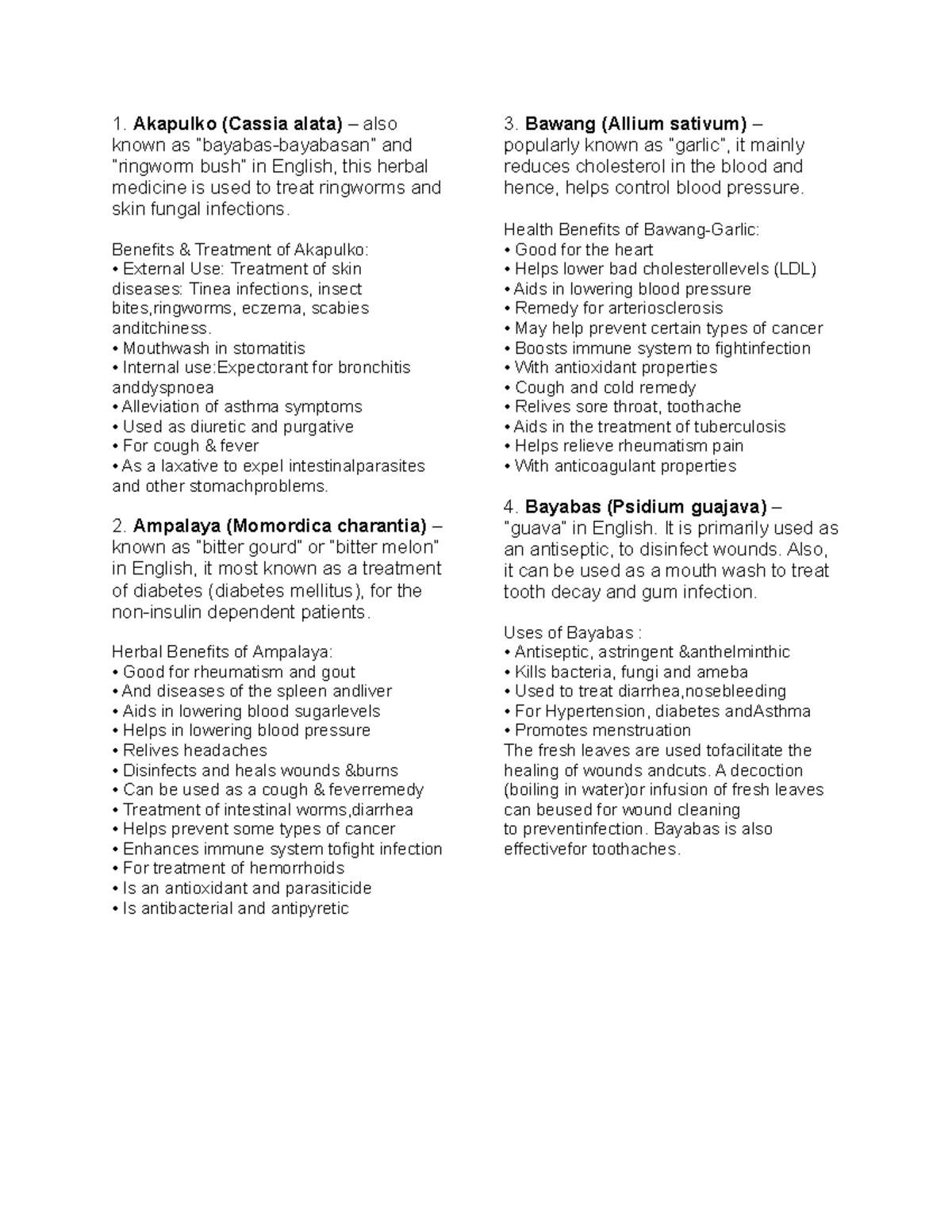 Med - alternative medicines - 1. Akapulko (Cassia alata) – also known ...