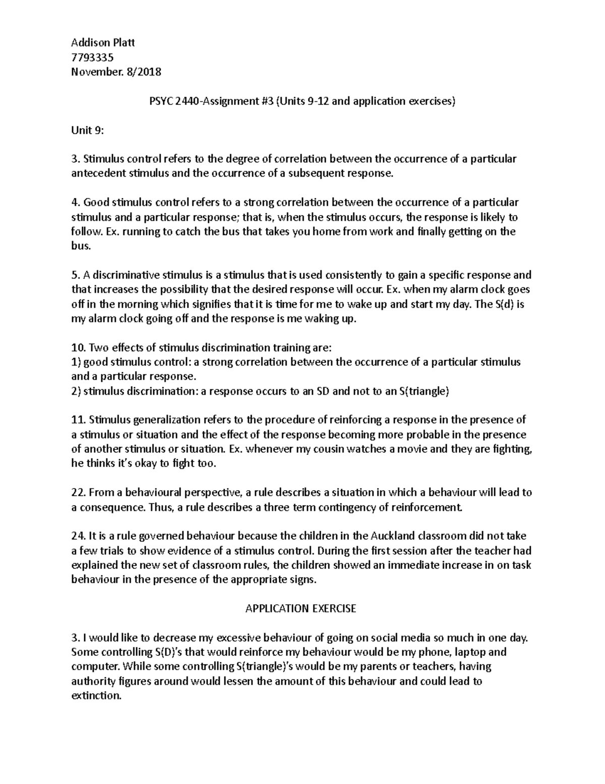 PSYC 2440-assignment 3 - Addison Platt 7793335 November. 8/2018 PSYC ...