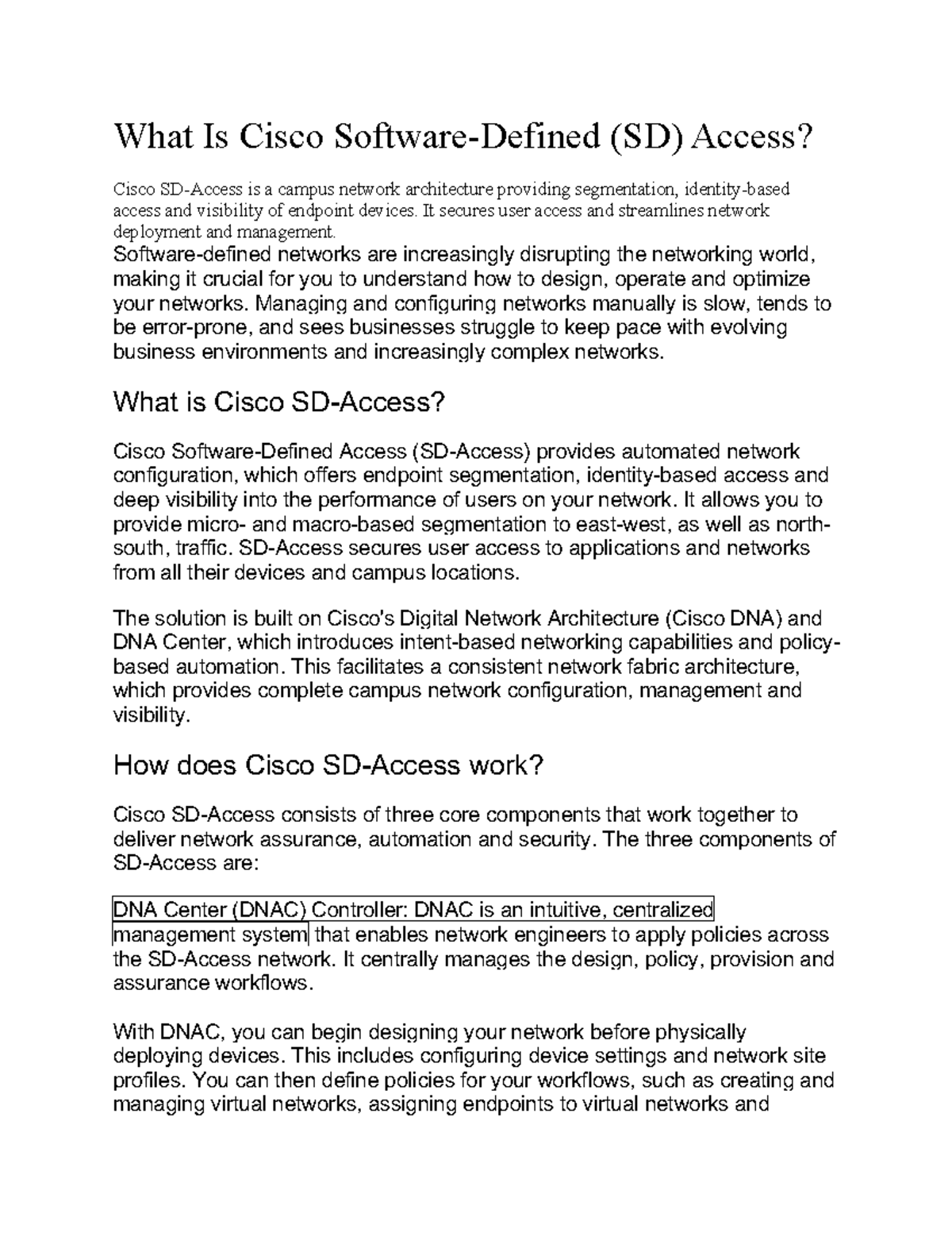 Cisco History - What Is Cisco Software-Defined (SD) Access? Cisco SD ...