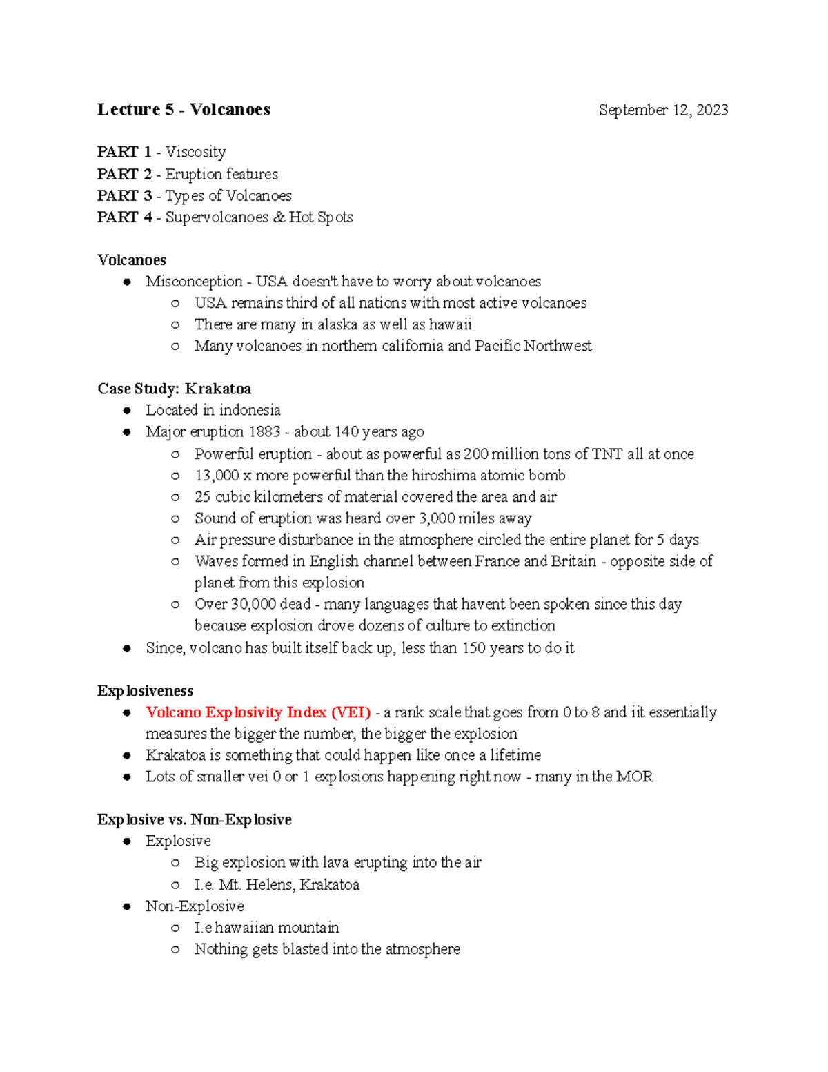 GEOL 101 0 Lecture 5 - volcanoes - Lecture 5 - Volcanoes September 12, 2023 PART 1 - Viscosity ...