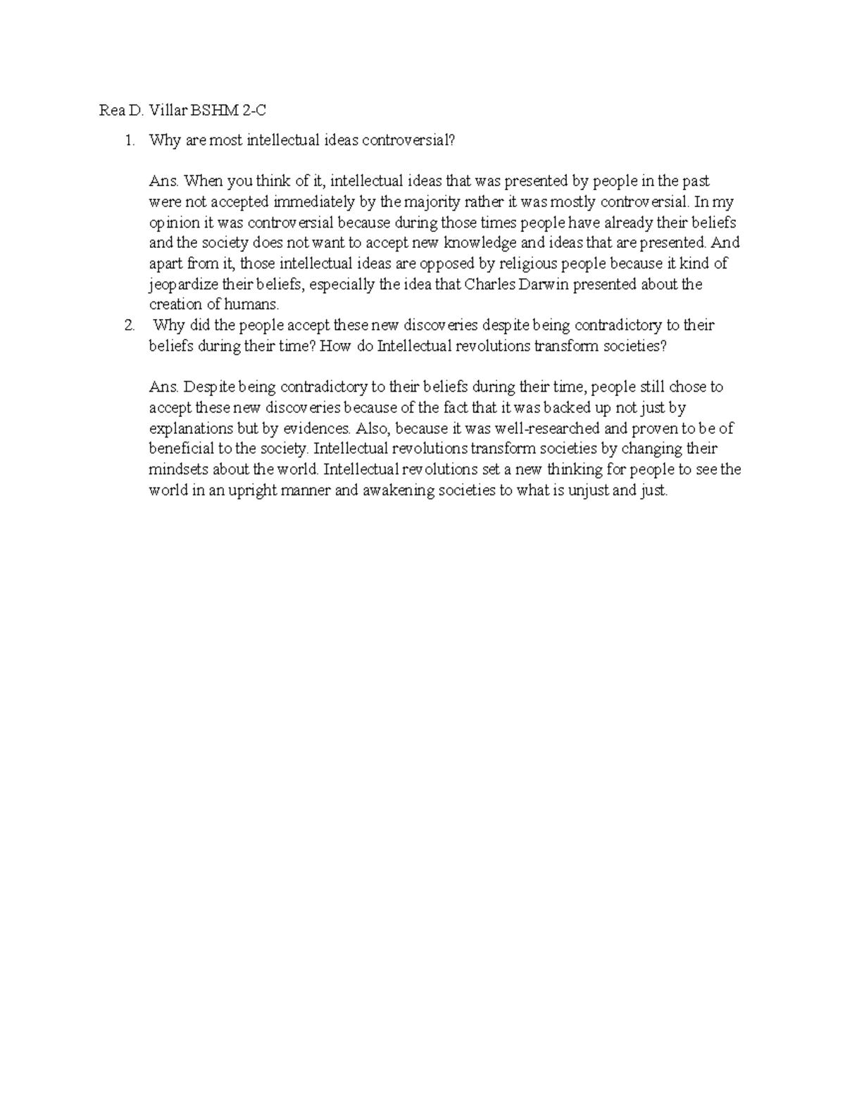 Env sci 4 - its science - Rea D. Villar BSHM 2-C 1. Why are most ...