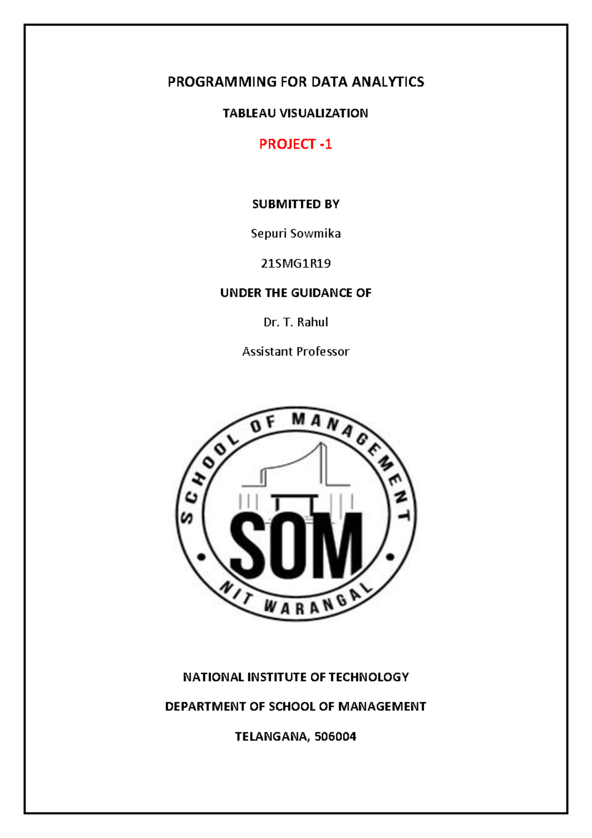 Project 1 - PROGRAMMING FOR DATA ANALYTICS TABLEAU VISUALIZATION ...