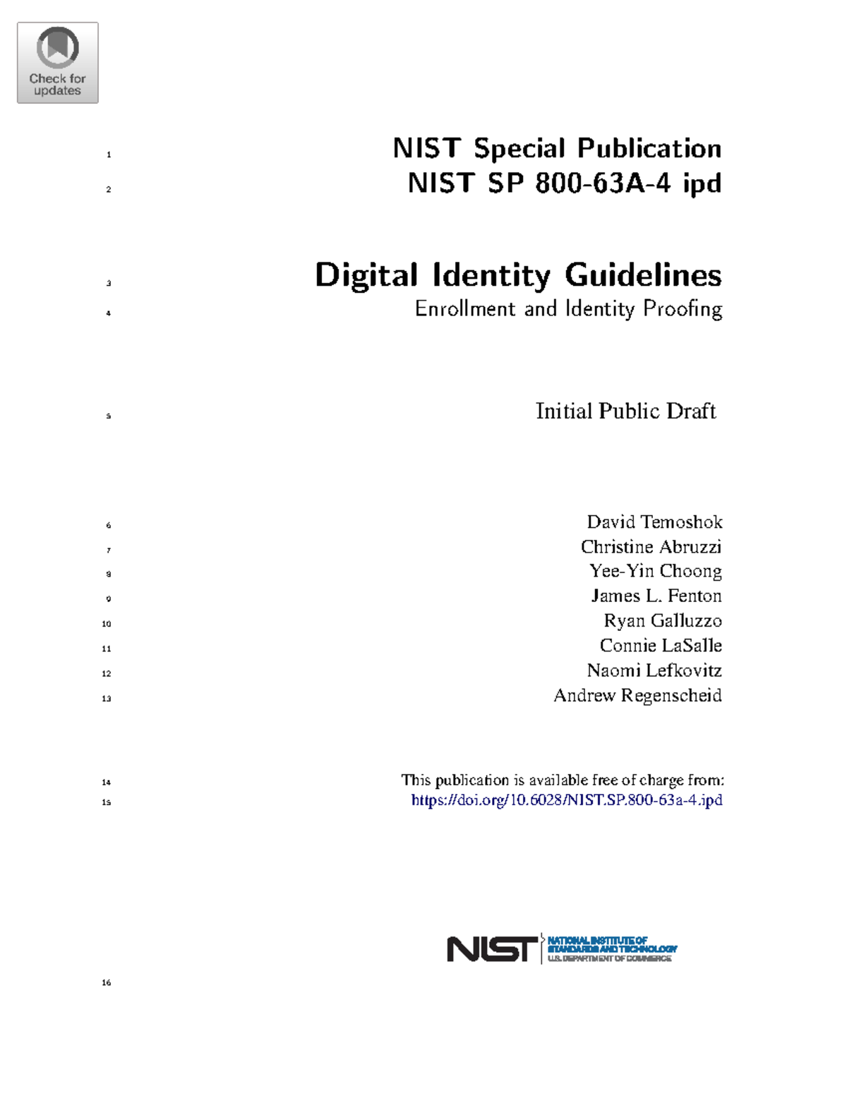 Digital Identity Guidelines - Enrollment and Identity Proofing - 1 2 3 ...