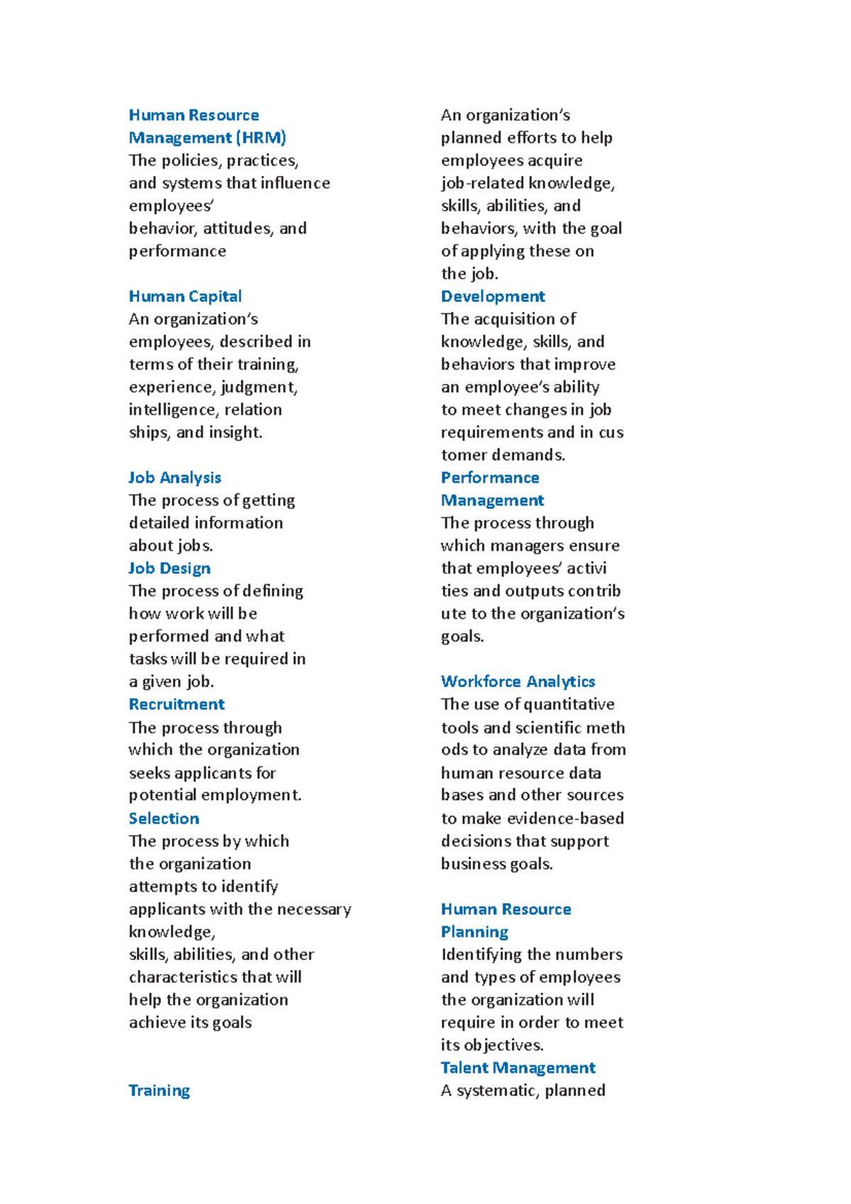 HR Review - for exam purposes - Human Resource Management (HRM) The ...
