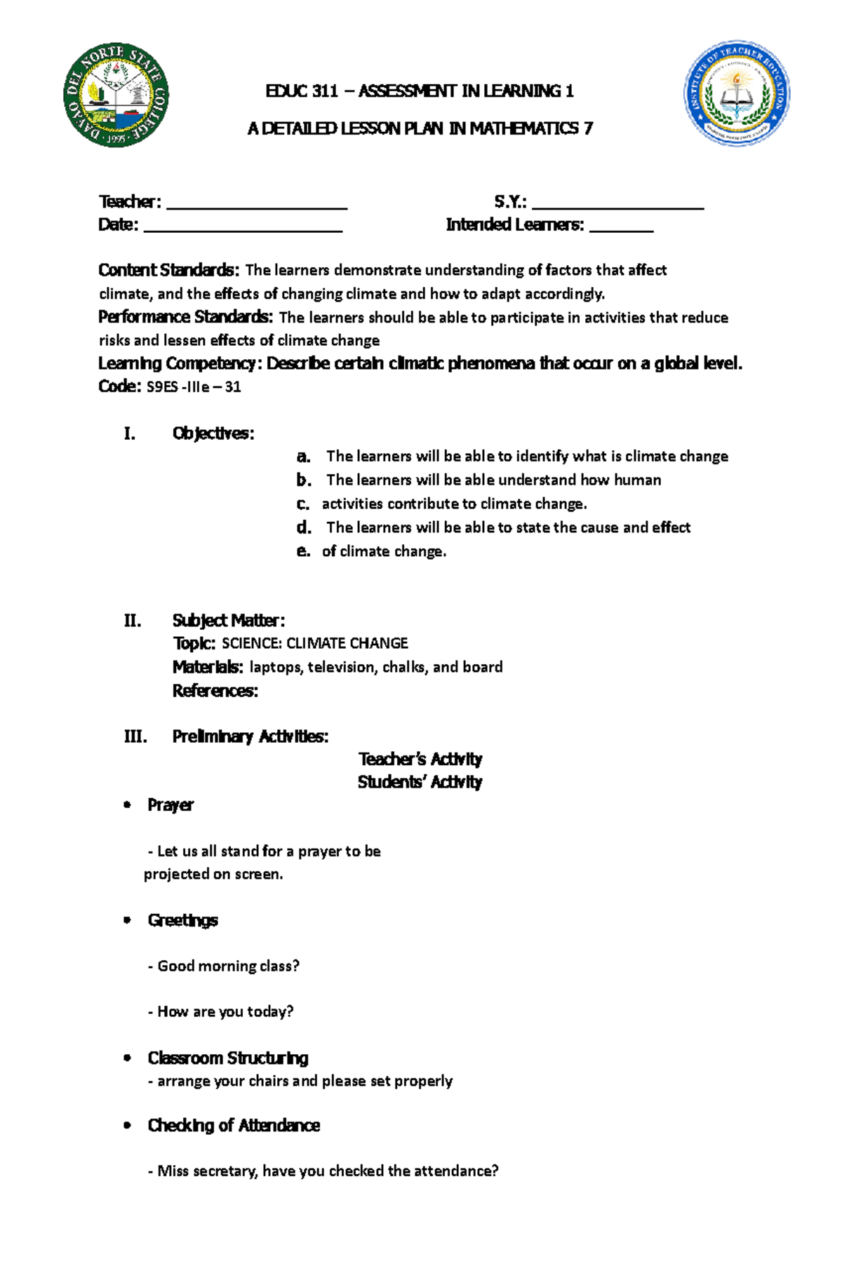 4As- Lesson-PLAN- Template-EDUC-311 - EDUC 311 – ASSESSMENT IN LEARNING ...
