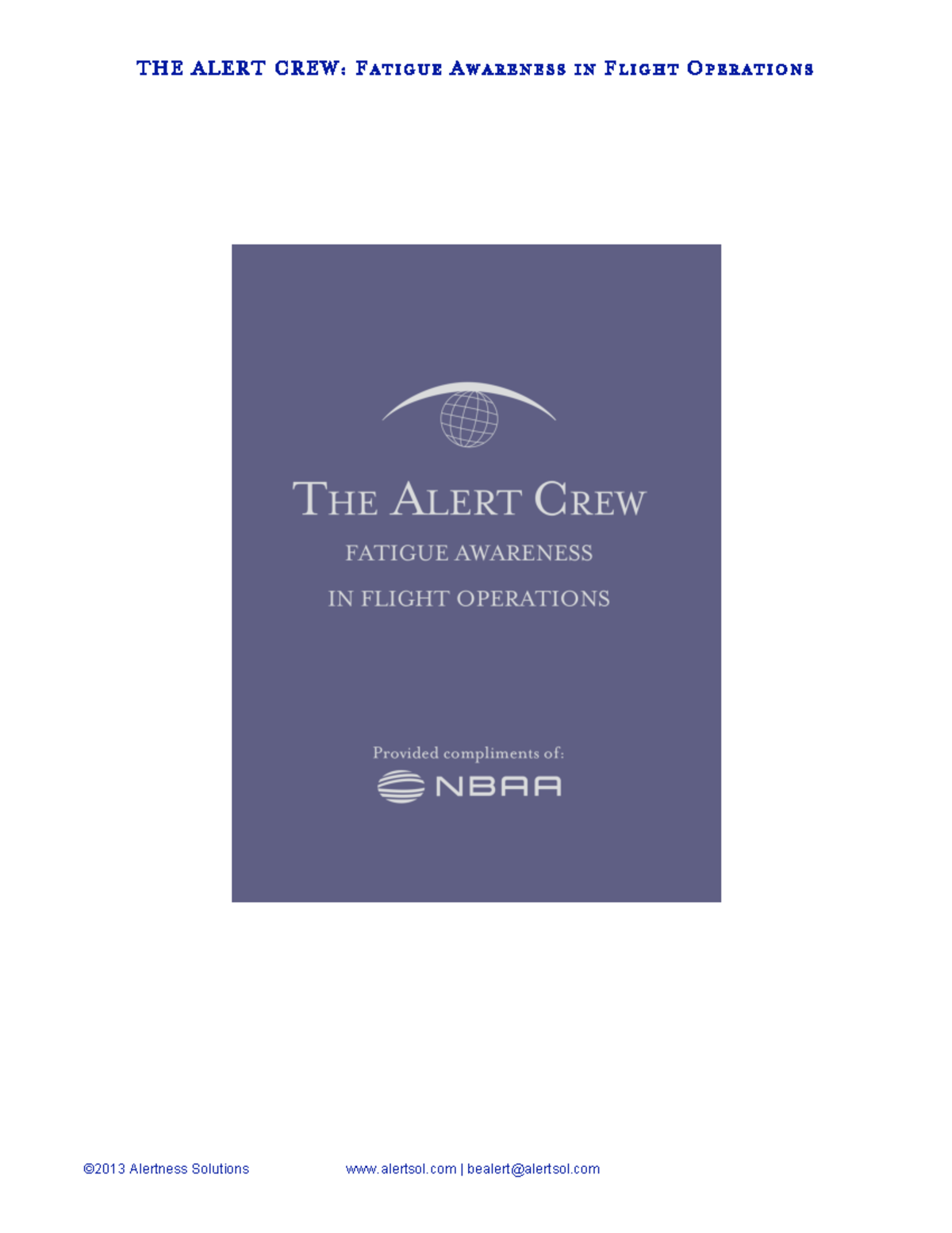 Crew fatigue awareness in flight operations - ©2013 Alertness Solutions ...