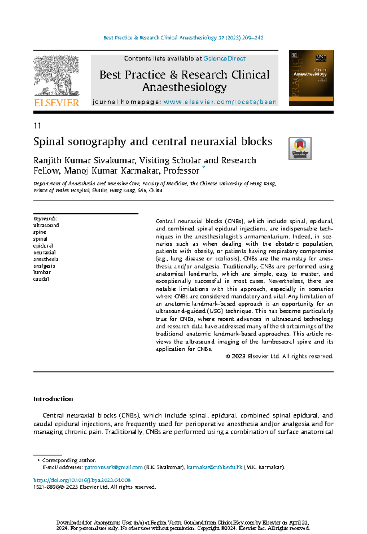 Spinal sonography and central neuraxial blocks - 11 Spinal sonography ...