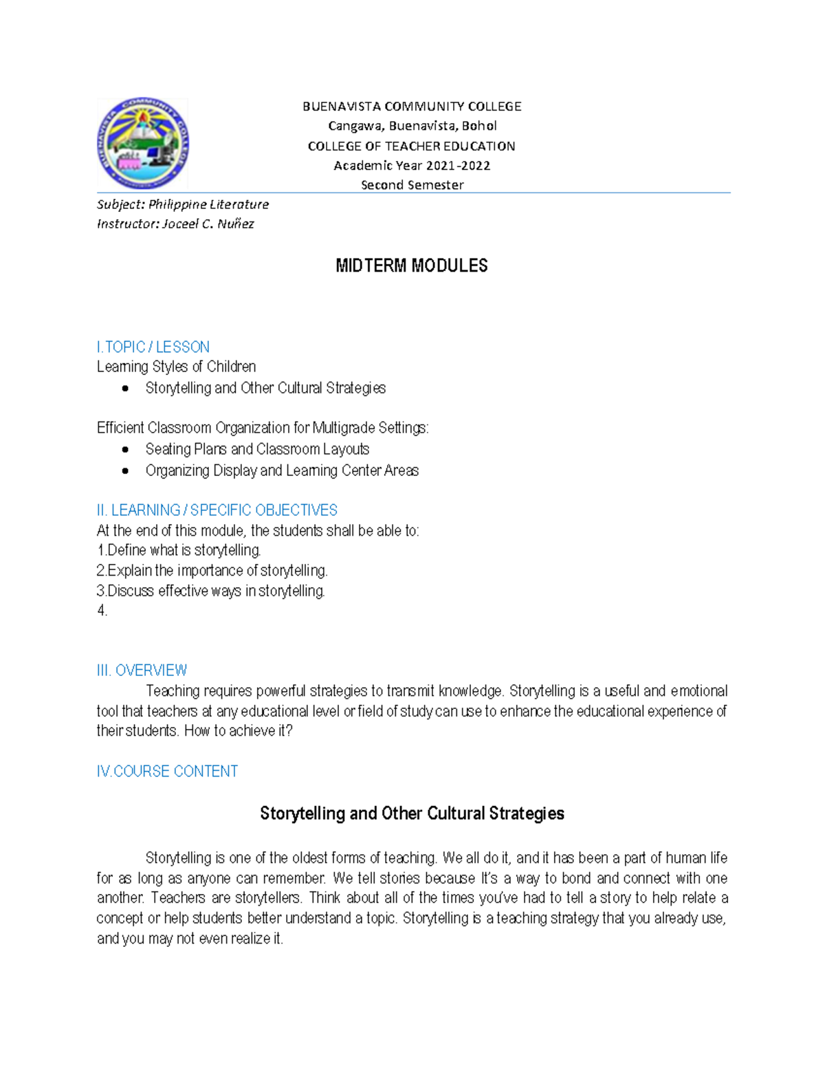 Midterm Modules-teaching multigrade classes - BUENAVISTA COMMUNITY ...