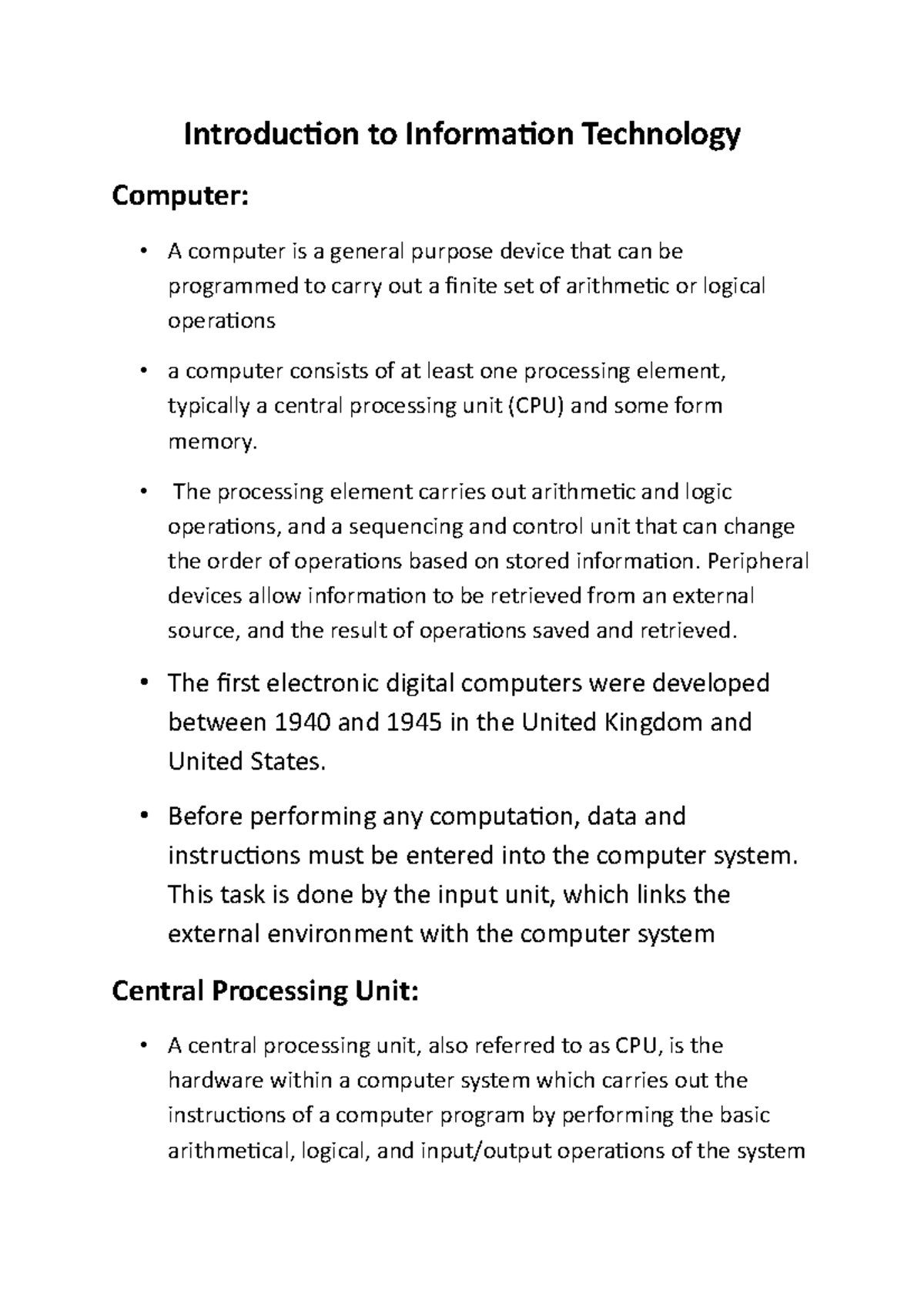 Computer-Introduction to information technology - Introduction to ...