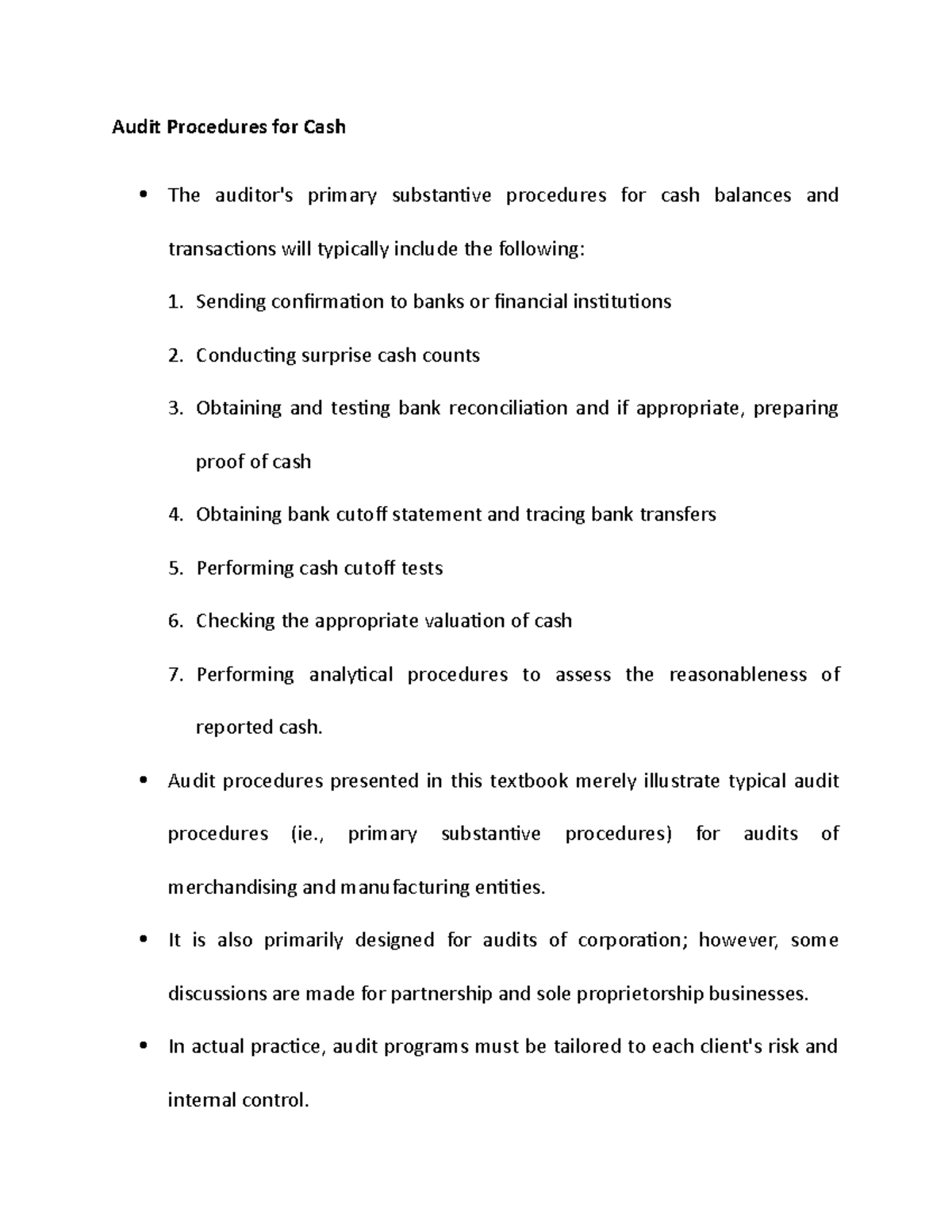 Audit Procedures for Cash - Sending confirmation to banks or financial ...