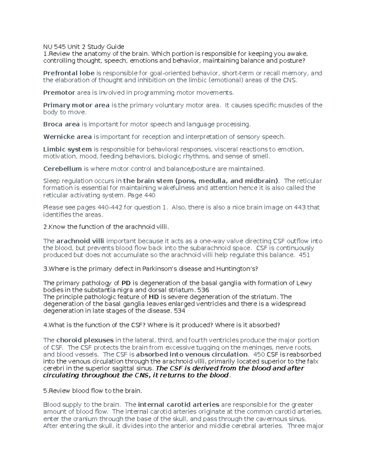 NU 545 Unit 2 Study Guide - NU 545 Unit 2 Study Guide 1 the anatomy of ...