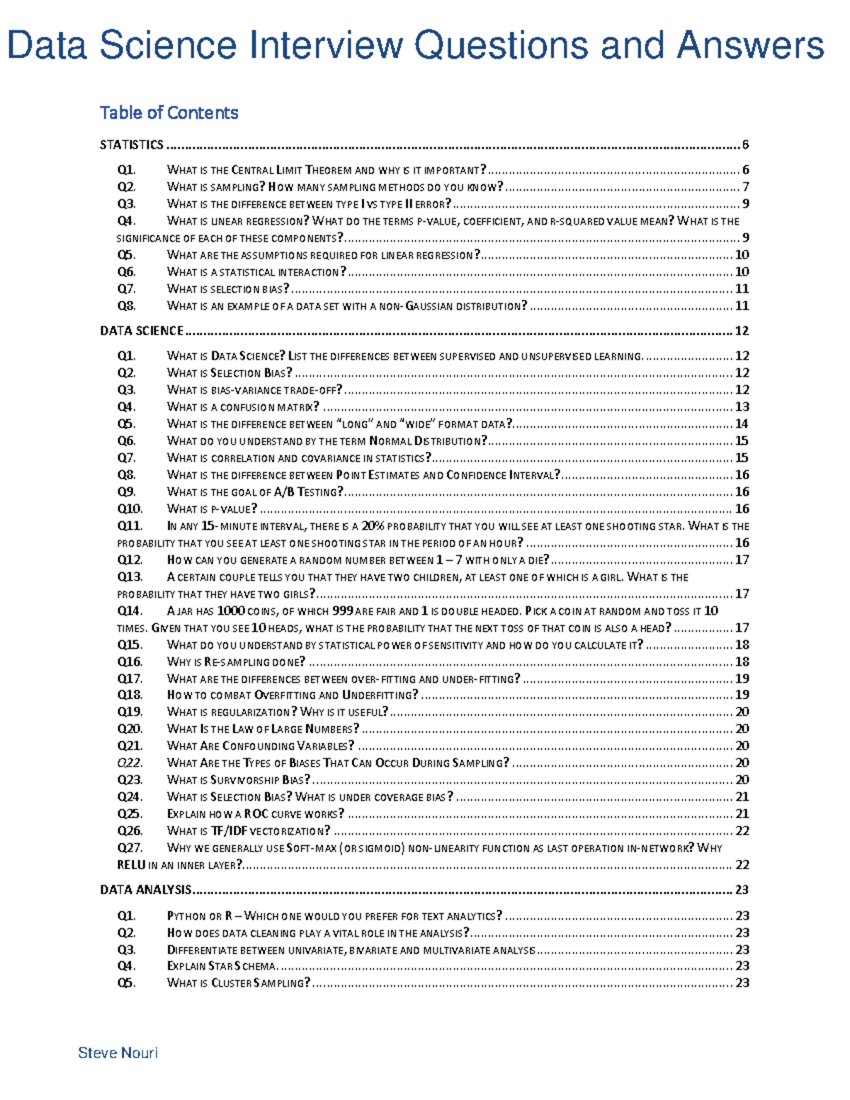 Data Science Interview Ques - Table of Contents Q31. IF YOU ARE HAVING ...