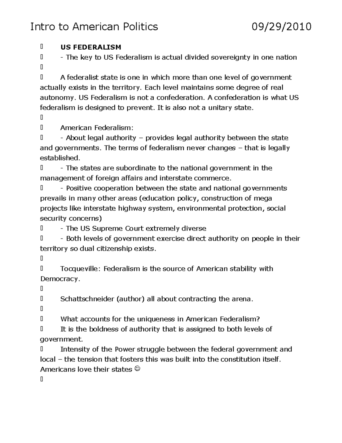 American Politics 9.29 Notes - Intro to American Politics 09/29/ US ...