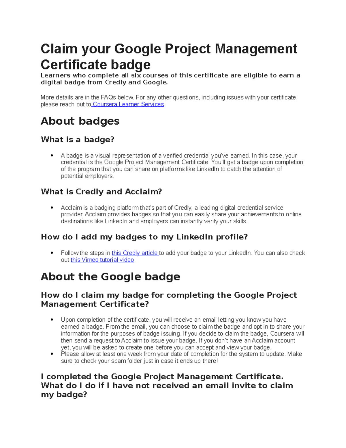 Claim your Google Project Management Certificate badge - Claim your ...