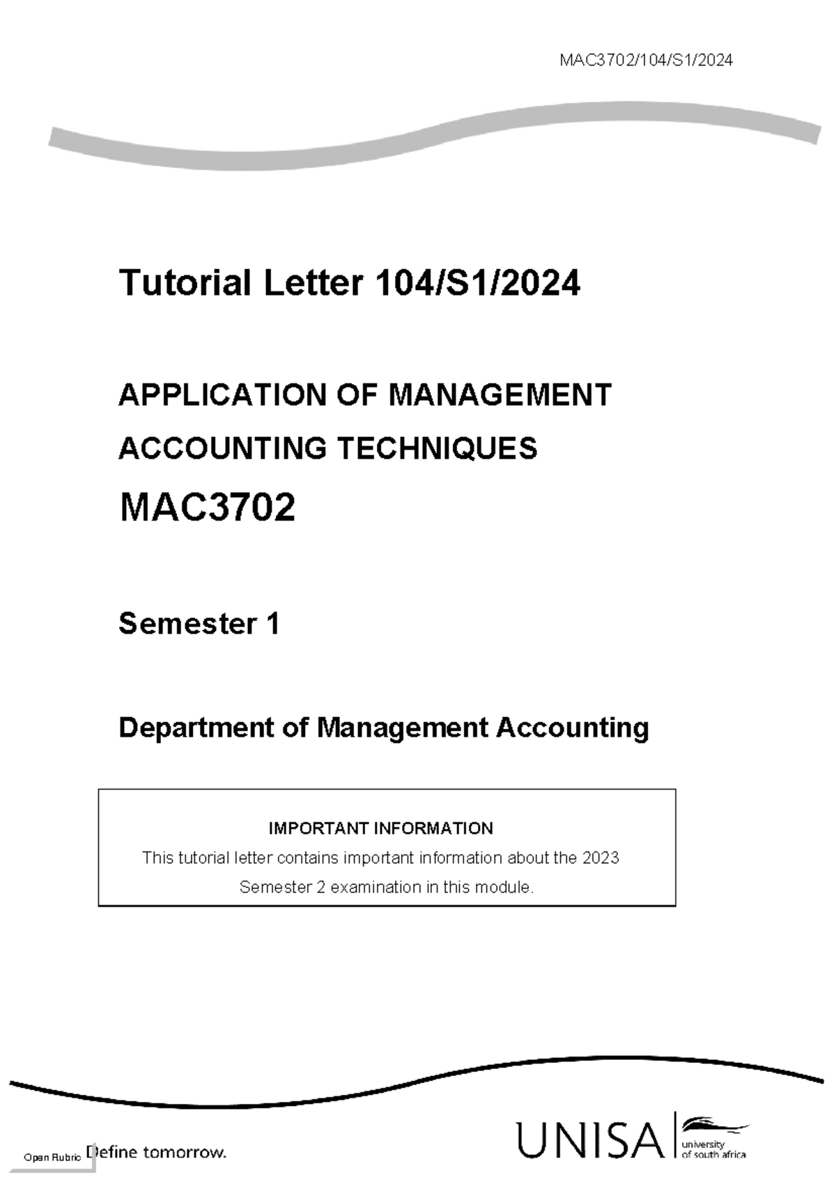MAC3702 TL104 2024 S1 - Tutorial - Tutorial Letter 104 /S 1 / 2024 ...