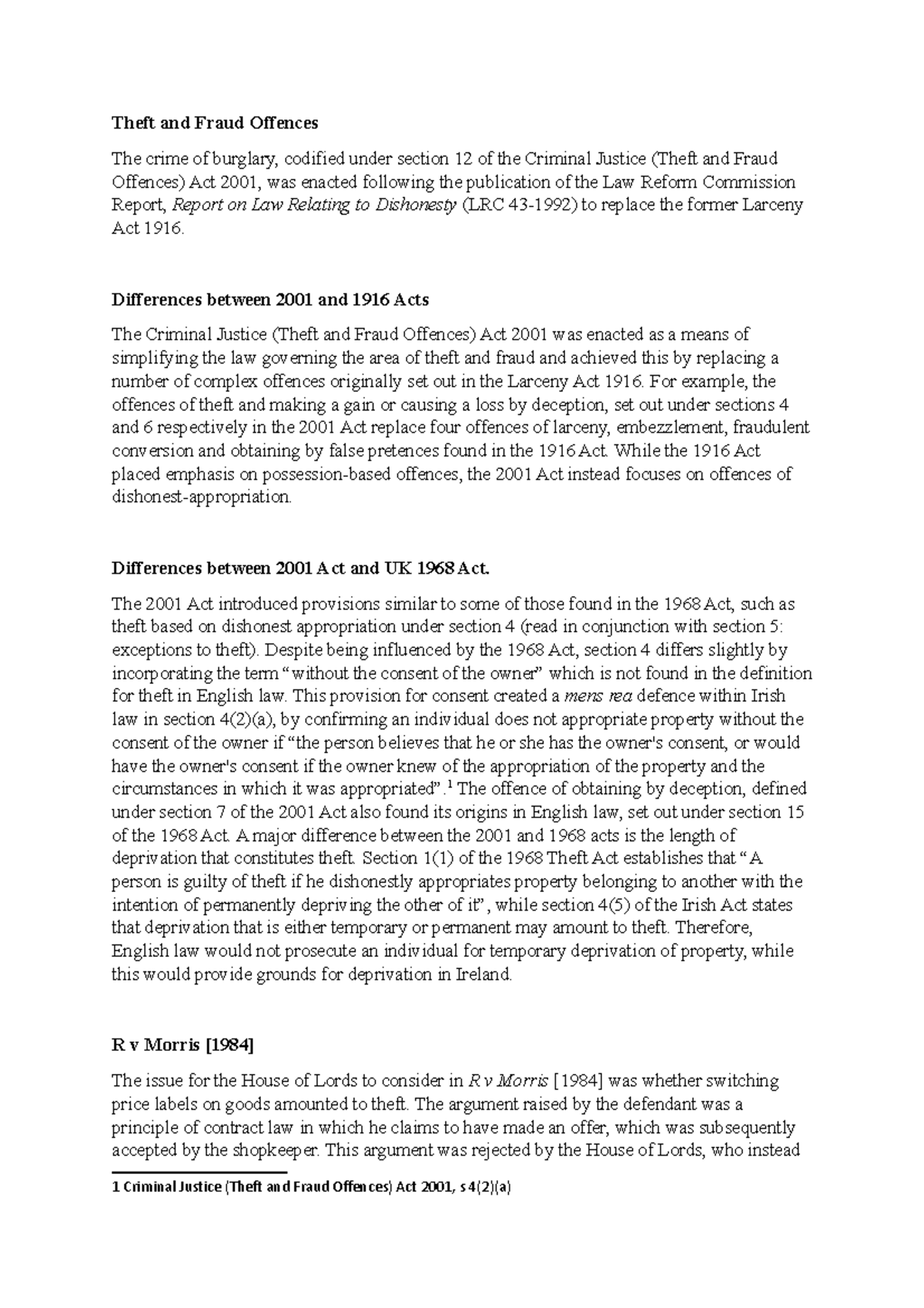 Theft and Fraud cases - Theft and Fraud Offences The crime of burglary ...