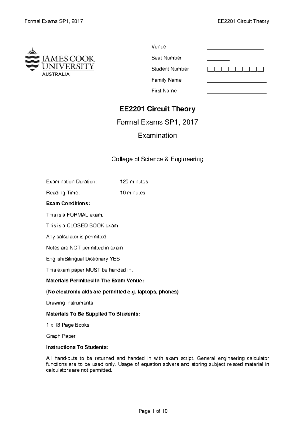 Exam 2017, questions - Formal Exams SP1, 2017 EE2201 Circuit Theory ...