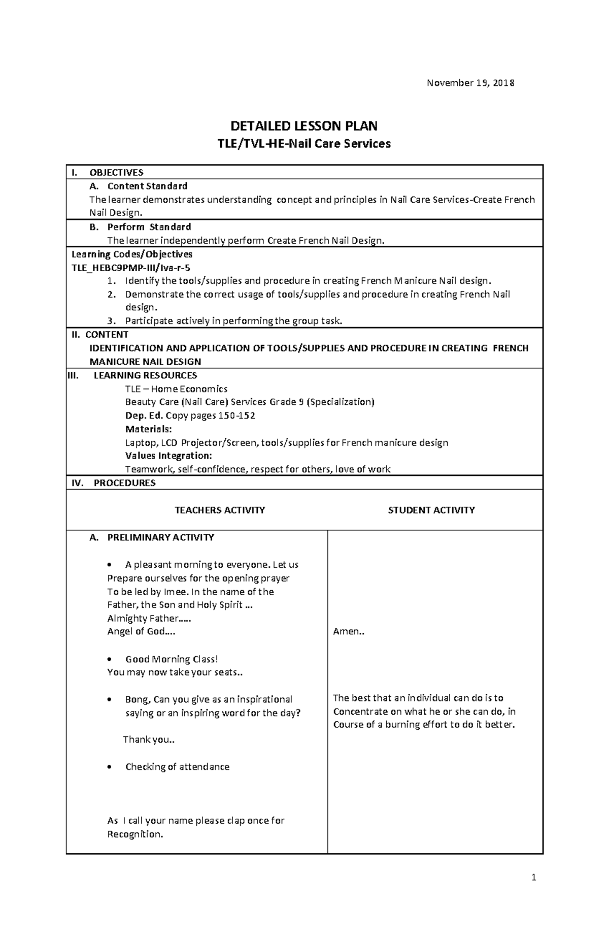 SEMI- Detailed Lesson PLAN in technology livelihood education or ...