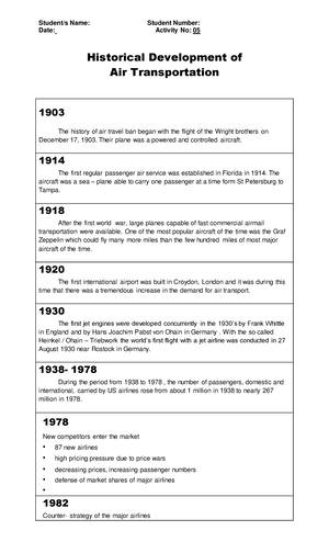 Historical Development of Air Transportation - HISTORICAL DEVELOPMENT ...