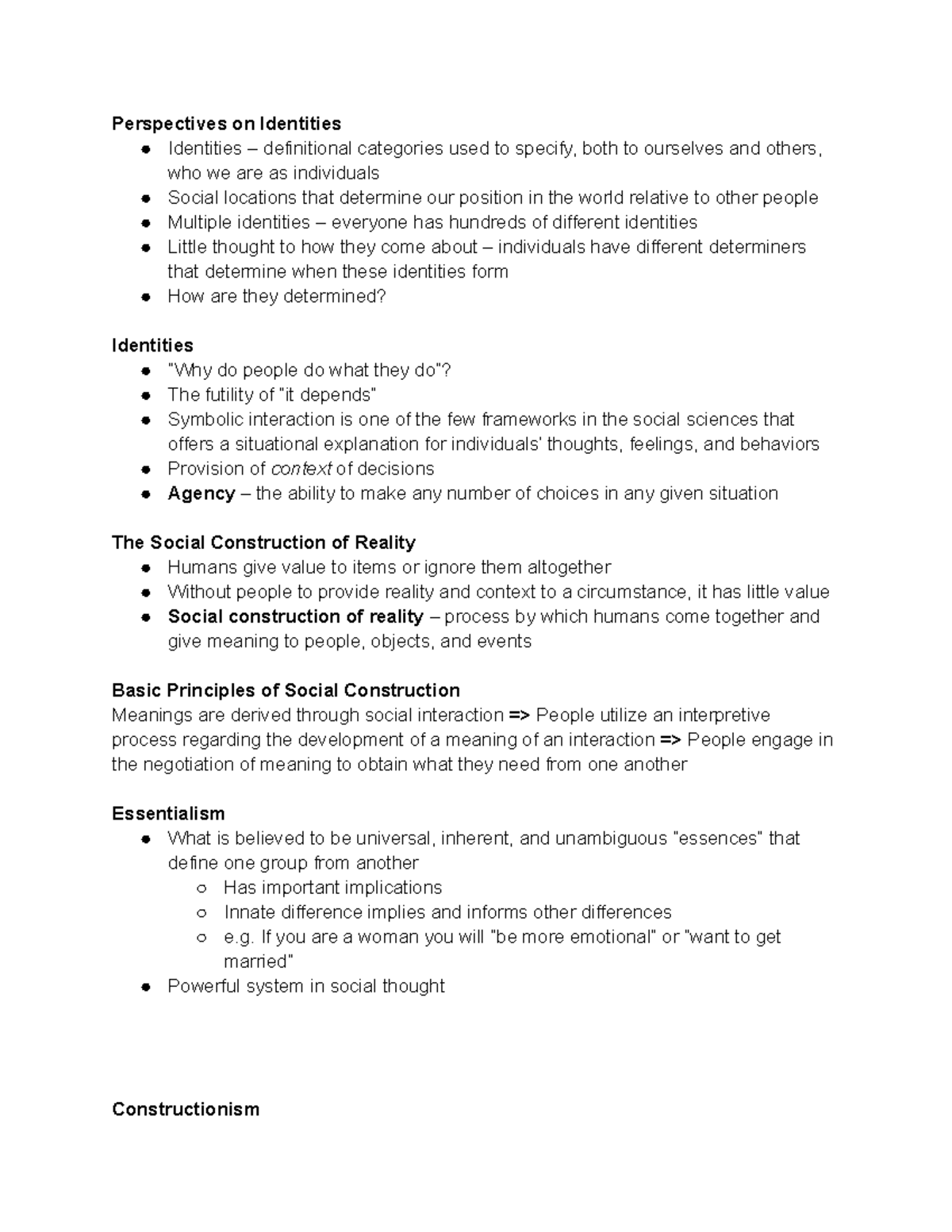 SOCI 243 Notes 3 - Elements of the social identity, its importance, and ...