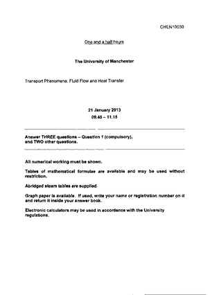 Tutorial Questions W08 - 2020 - 1 Tutorial Questions for Process Fluid ...