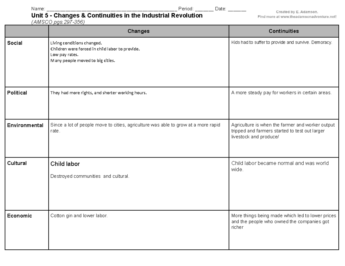 Continuity and Change IR - Name ...