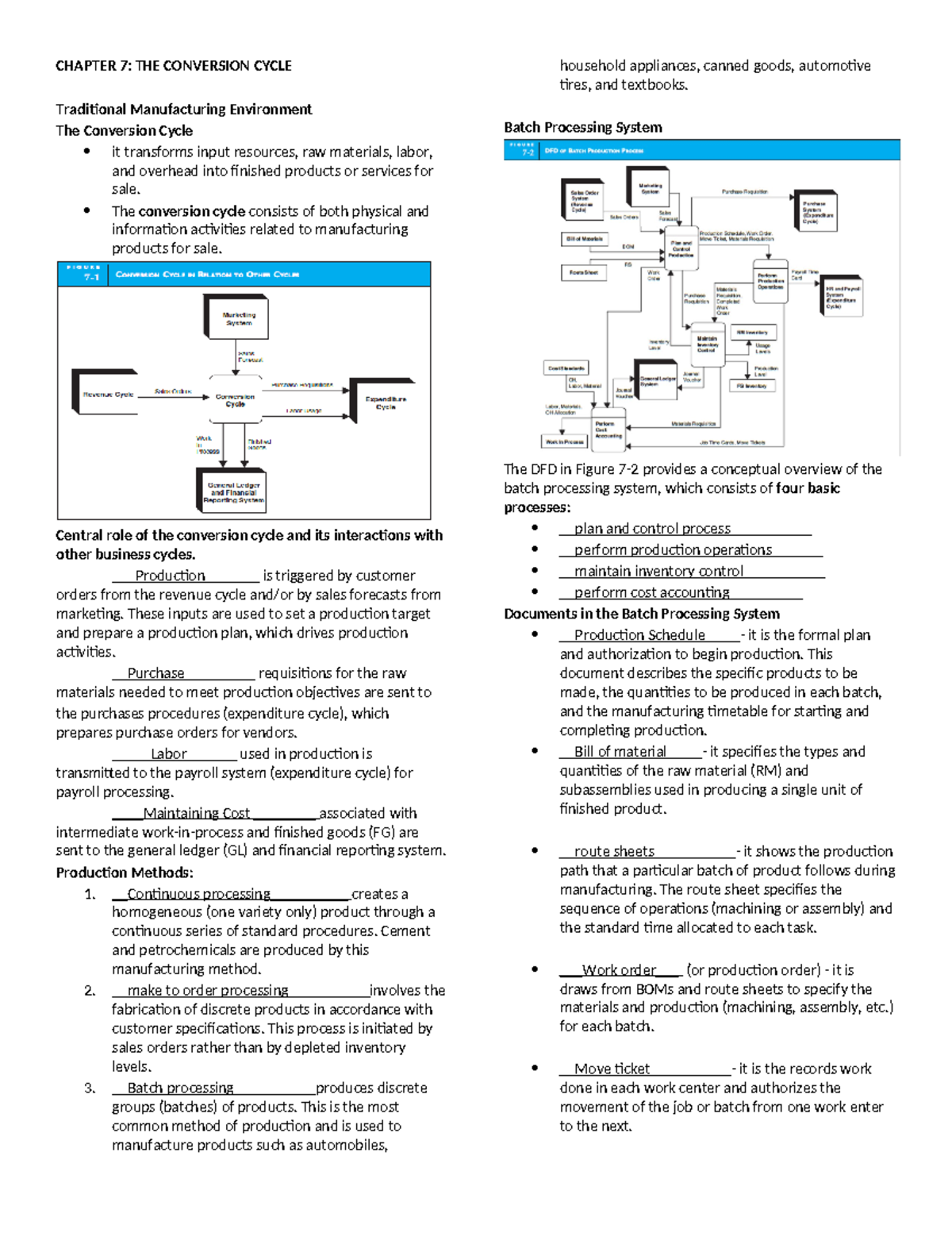 AIS 7-16 Finals Q - sample - CHAPTER 7: THE CONVERSION CYCLE ...