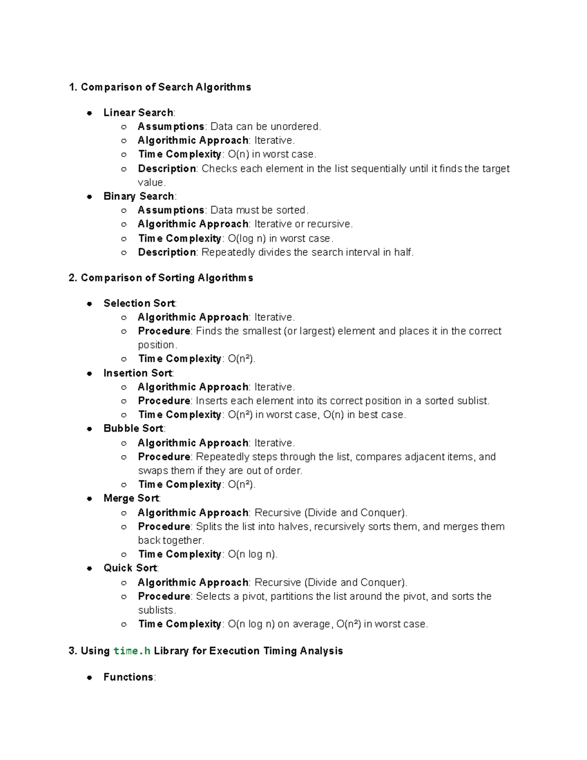 Lab 8 outline cs211 - axcasxasxsss - Comparison of Search Algorithms ...