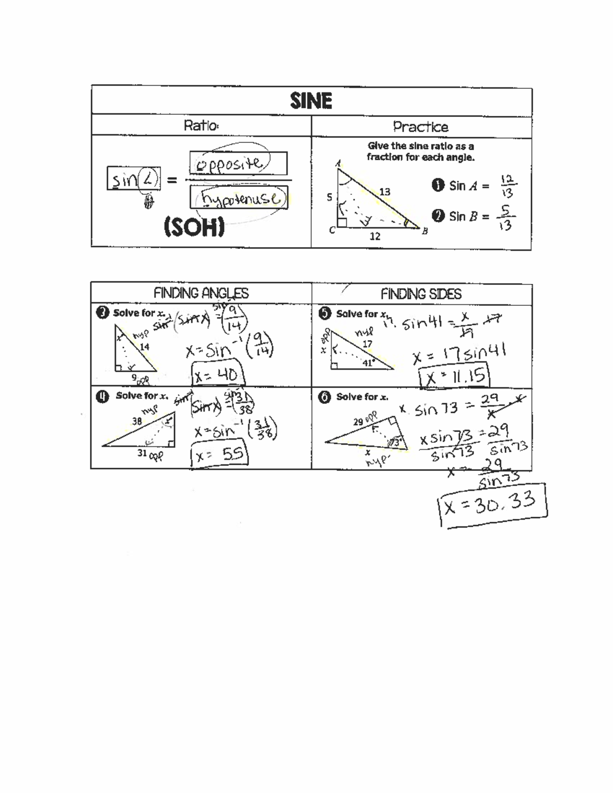 Trig Foldable Key - Triganomitry note sheet. - MAT 011 - Studocu