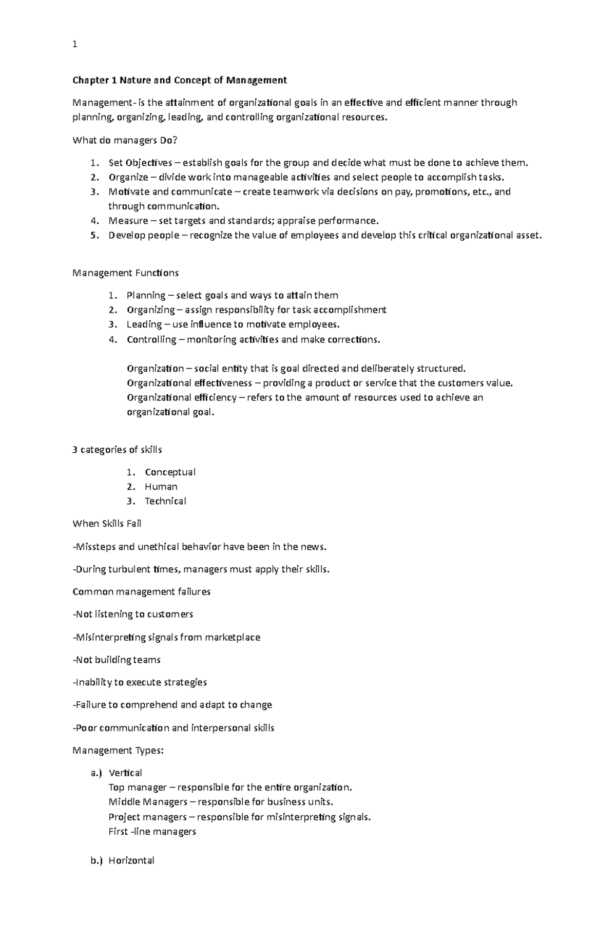 Nature and Concept of Management - Chapter 1 Nature and Concept of ...