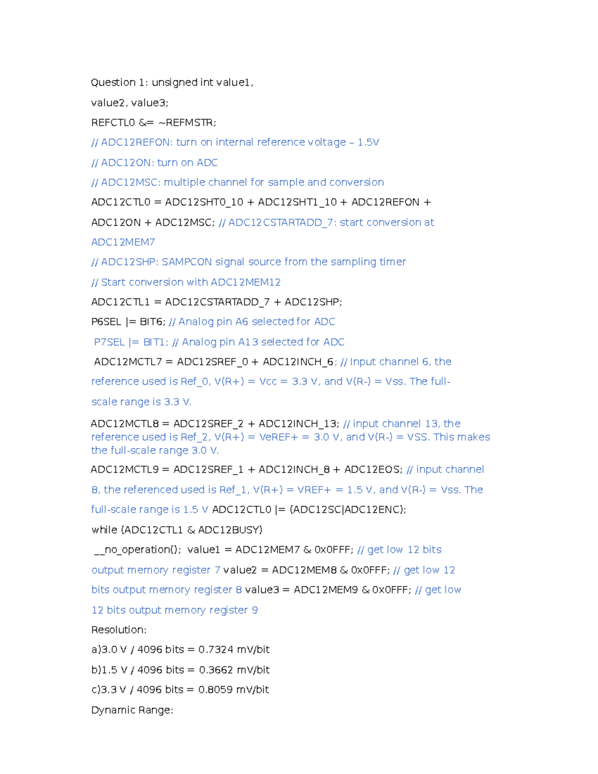Hw4 A22sol - Professor Shahin Tajik - Question 1: unsigned int value1 ...