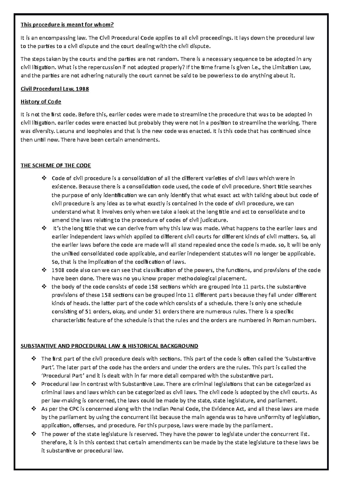 CPC - NOTES - This procedure is meant for whom? It is an encompassing ...