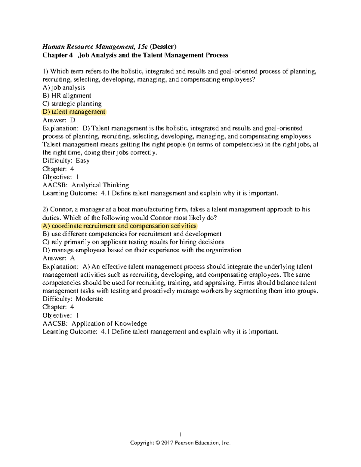HRMT chapter 04 - 1 Human Resource Management, 15e (Dessler) Chapter 4 ...