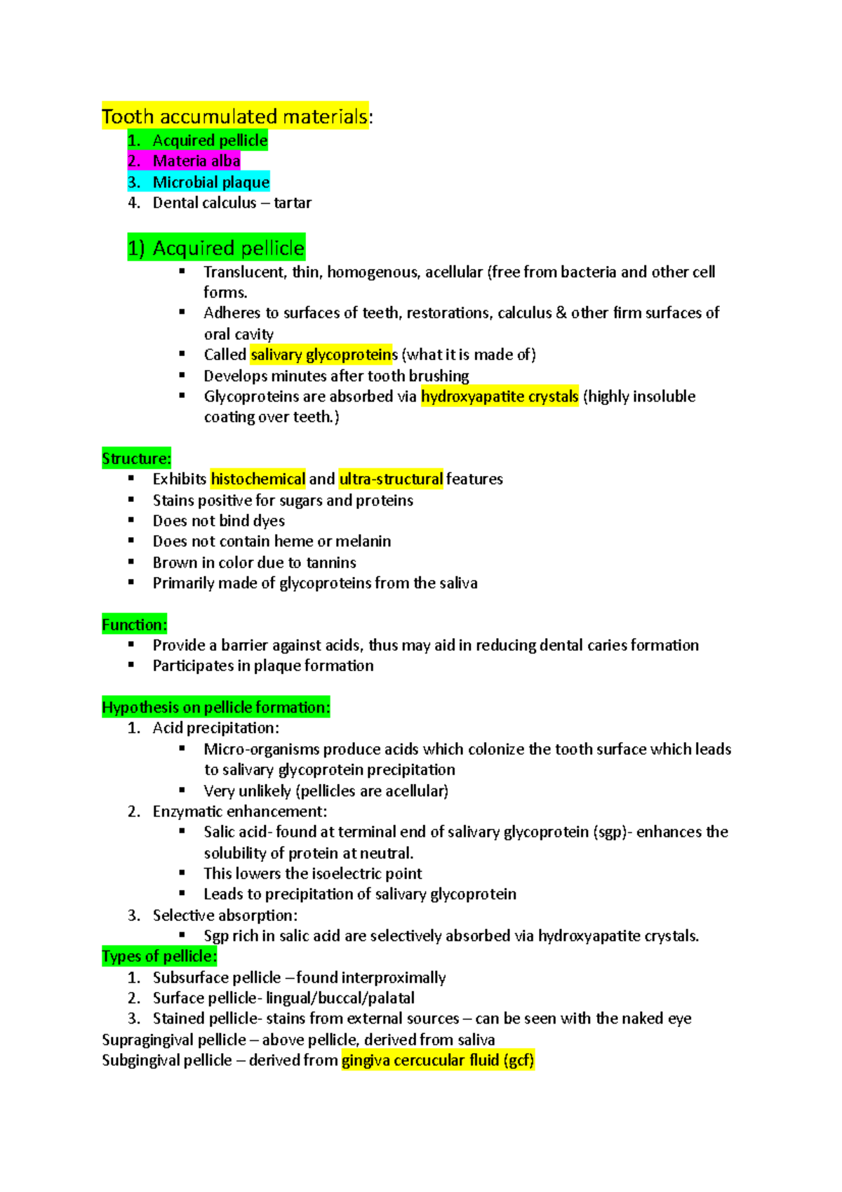 Tooth Accumulated Materials - Tooth accumulated materials: Acquired ...