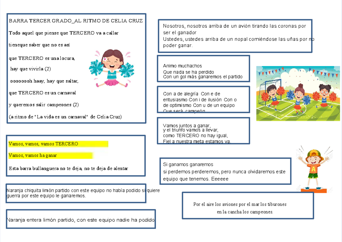 Ficha Sobre Leemos Barras Deportivas - BARRA TERCER GRADO_AL RITMO DE ...