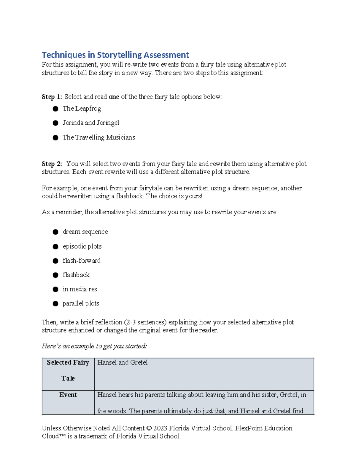 Storytelling assess rubric - Techniques in Storytelling Assessment For ...