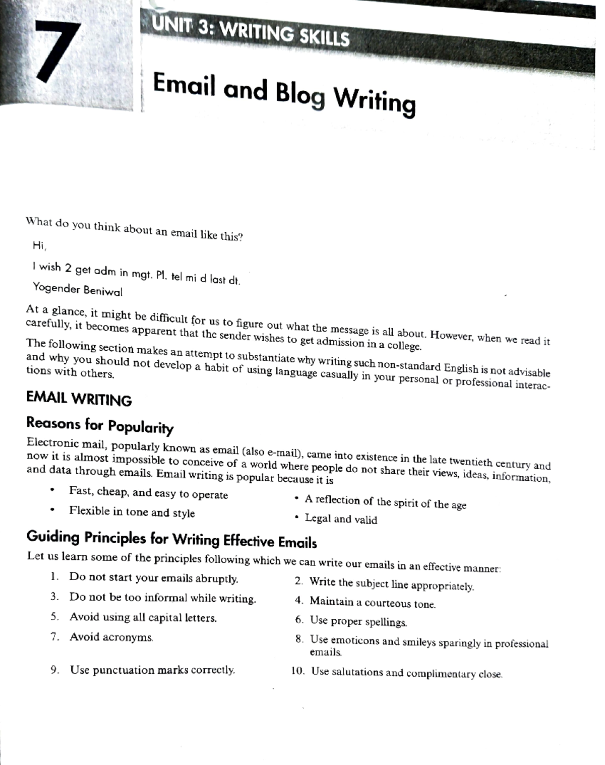 Email writing - Learning materials - UNIT 3: WRITING SKILLS 7 Email and ...
