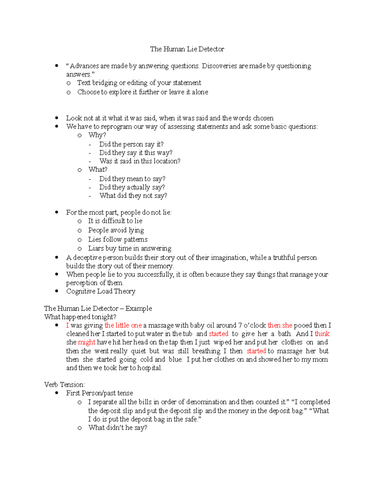 The Human Lie Detector - Lecture notes 6 - The Human Lie Detector are ...