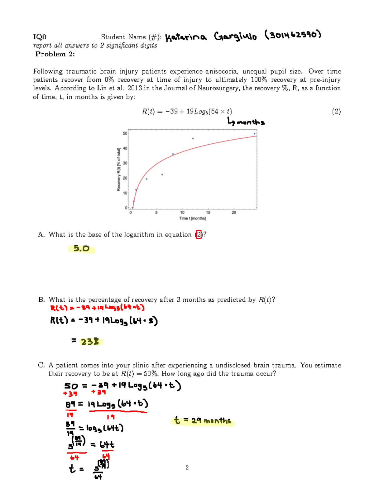 IQ1 2 - homework - IQ0 Student Name (#): report all answers to 2 ...