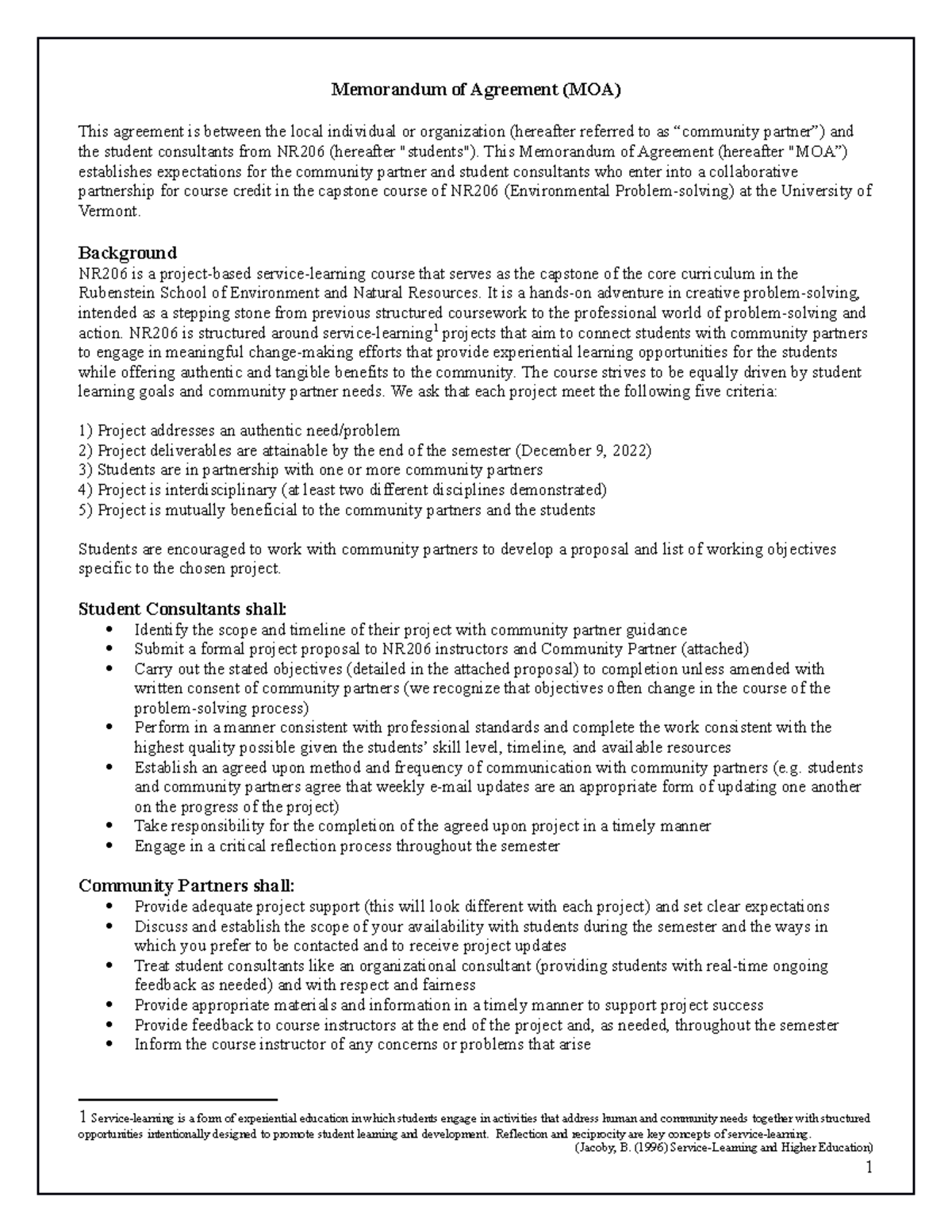 Memorandum of Agreement (MOA) - This Memorandum of Agreement (hereafter ...